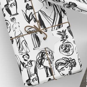 Ancient Greek Wrapping Paper Roll, Black and White Ancient Greek ...