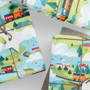 Train Wrapping Papers, Train Birthday Gifts Wrapping Paper Roll, Train ...