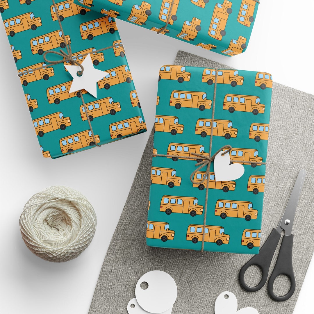 School Bus Wrapping Papers, Yellow Bus Gift Wrapping Paper, Bus ...