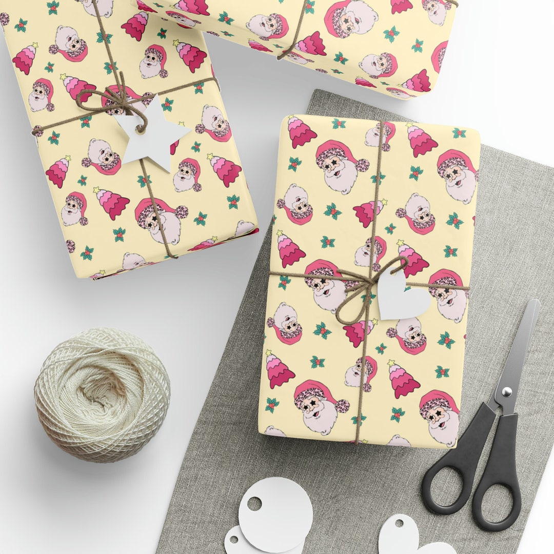 Pink Santa Wrapping Paper Roll, Pink Santa Christmas Wrapping Paper ...