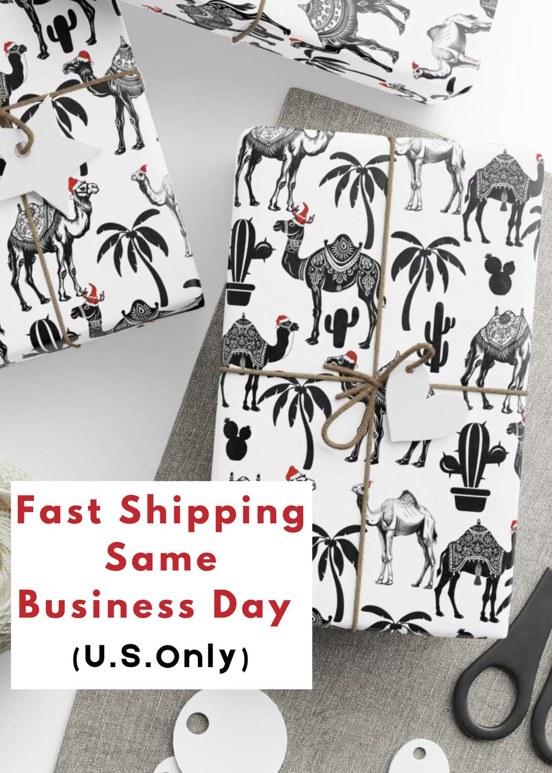 Camel Santa Christmas Wrapping Paper, Camel Christmas Gift Wrapping ...
