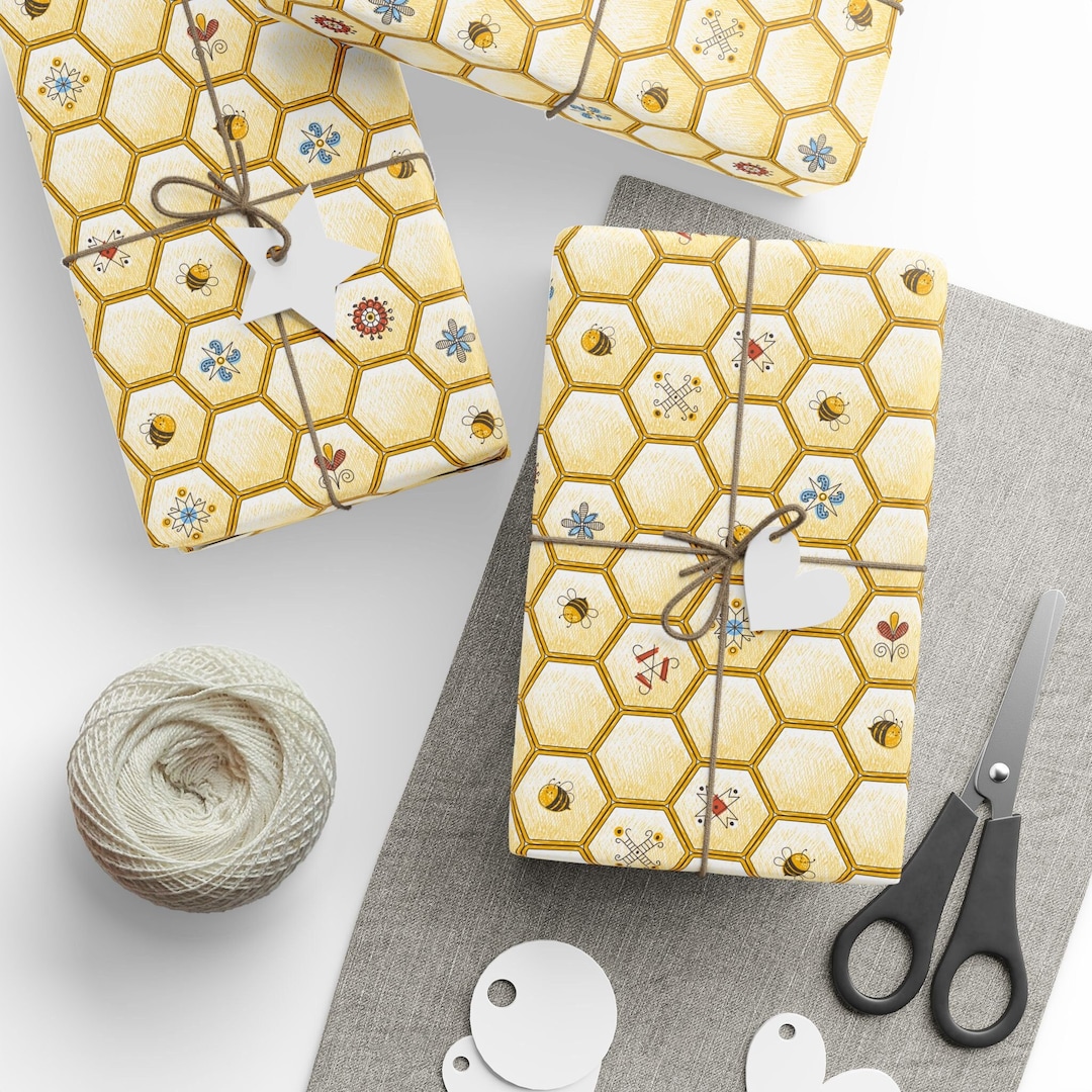 Beehive Wrapping Papers, Bee Wrapping Paper Roll, Bee Gifts Wrapping ...