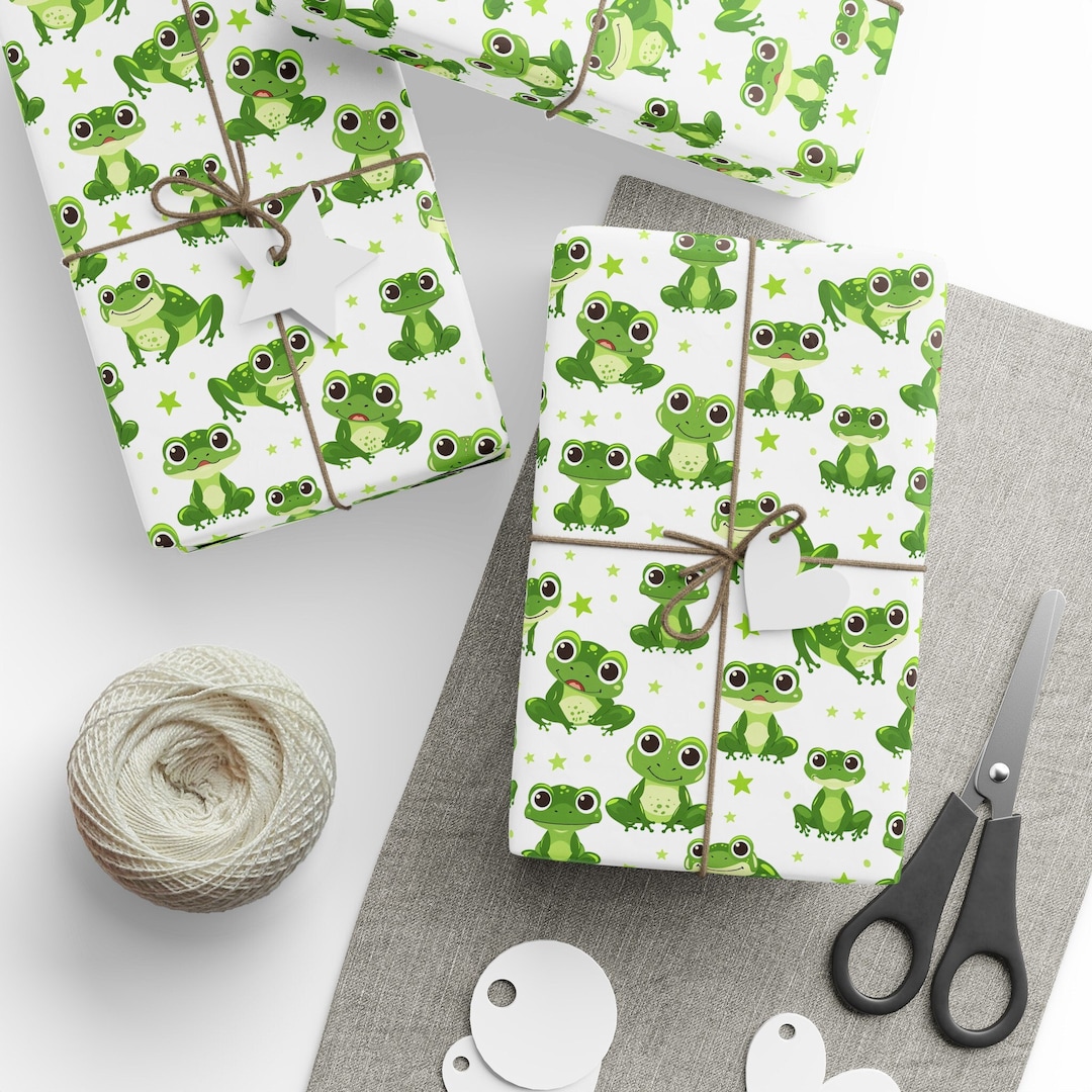 Frogs Birthday Wrapping Papers, Frogs Gifts Wrapping Paper Roll, Green ...
