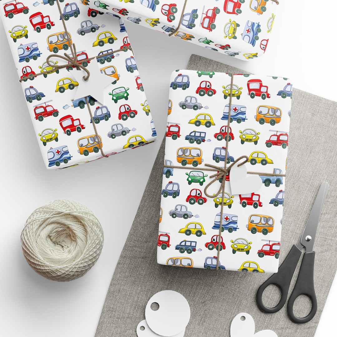 Car Gifts Wrapping Papers, Cute Cars Gift Wrapping Paper, Car Birthday ...
