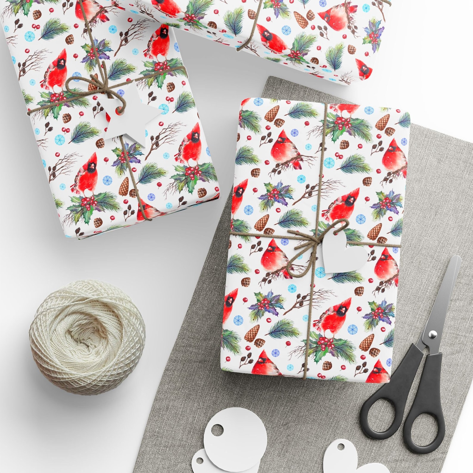 Red Cardinal Wrapping Papers, Christmas Cardinals Gifts Wrapping Paper ...