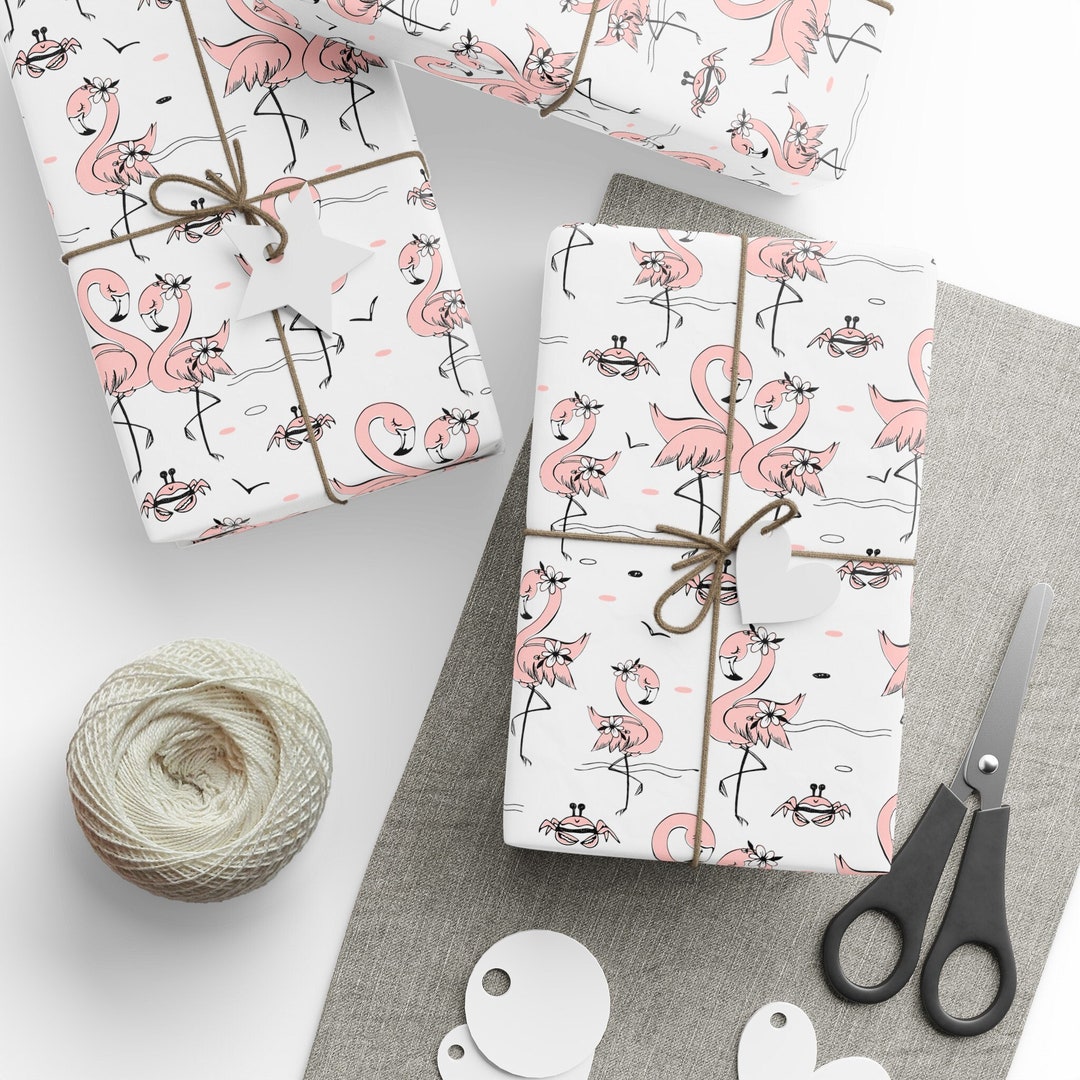 Cute Flamingo Wrapping Papers, Flamingo Birthday Gifts Wrapping Paper ...