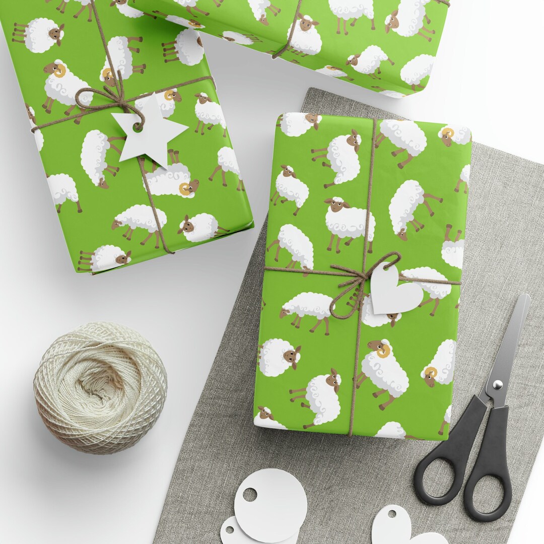 Sheep Gift Wrapping Papers, White Sheeps Birthday Gifts Wrapping Paper ...