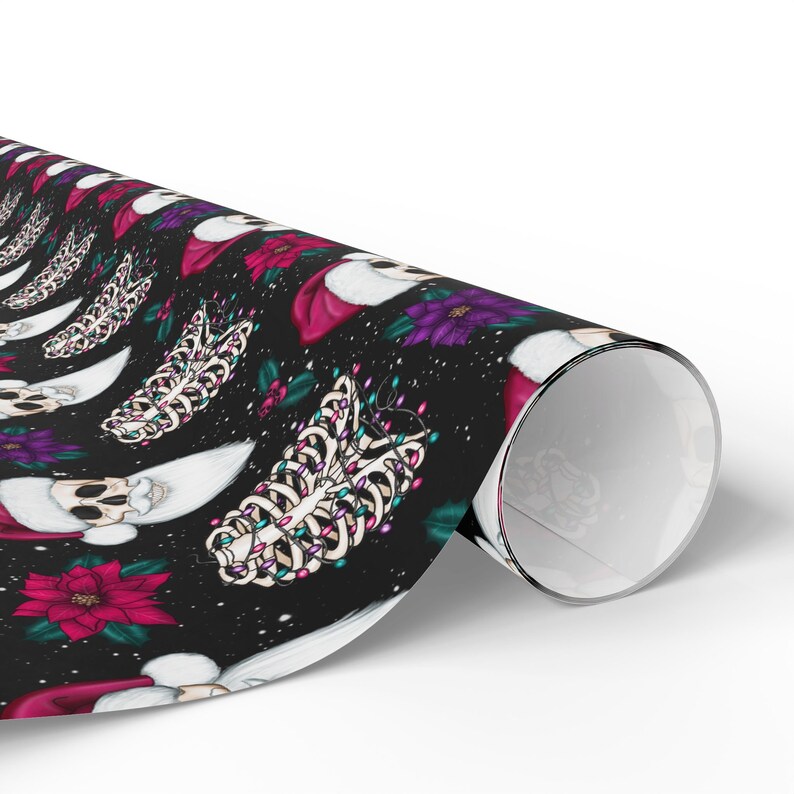 Santa Skeleton and Bones Wrapping Papers, Skeleton Christmas Wrapping ...