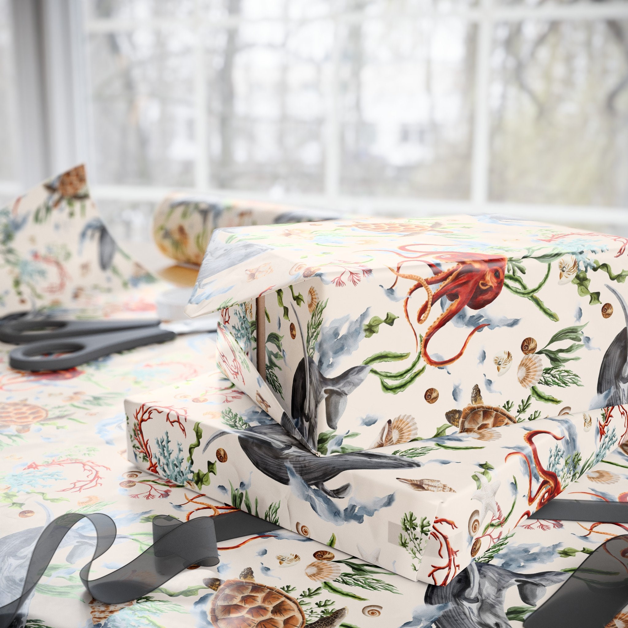 Underwater Wrapping Papers, Sea Animals Wrapping Paper, Sea Animals ...