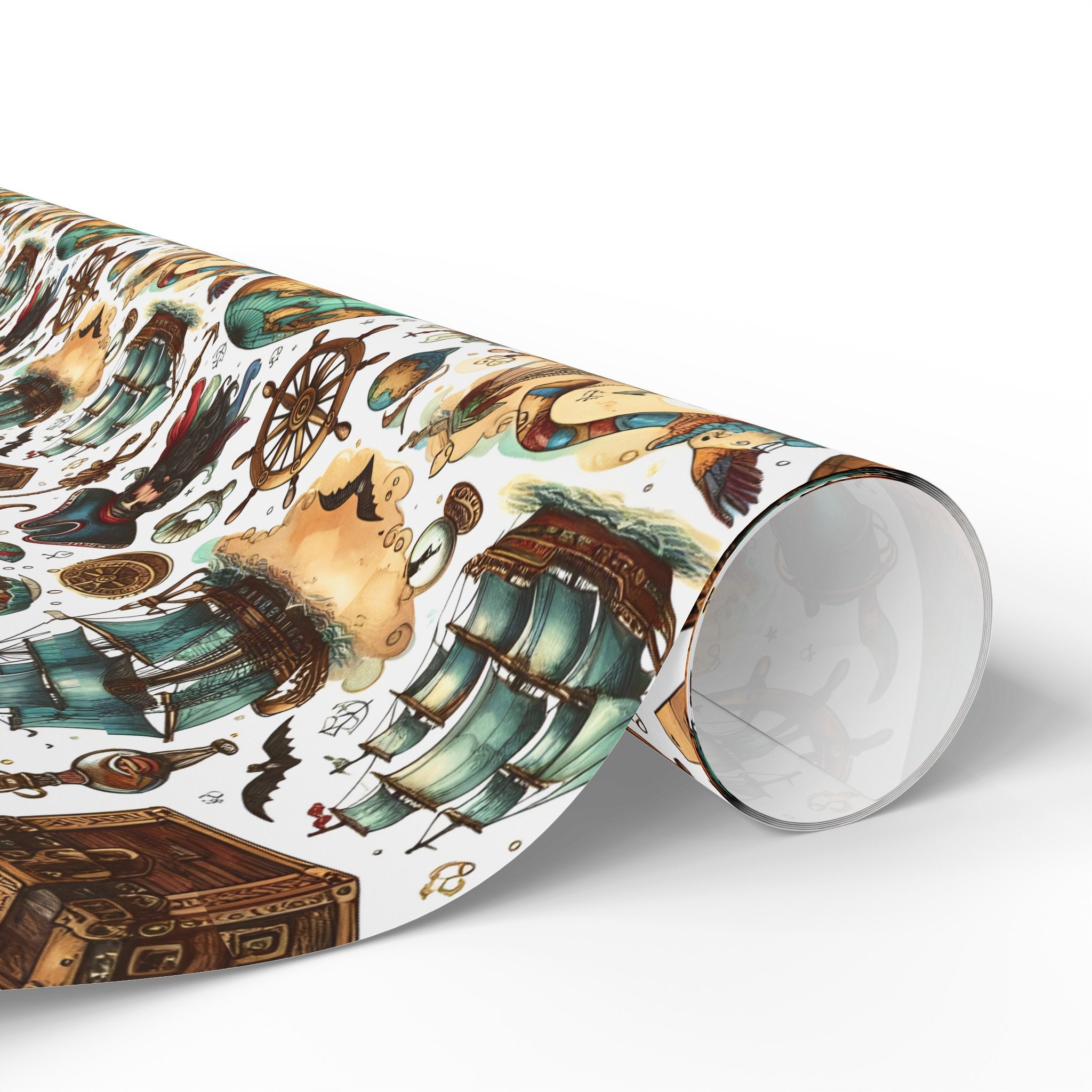 Pirate Map Wrapping Papers, Pirate Gifts Wrapping Paper Roll, Pirate ...