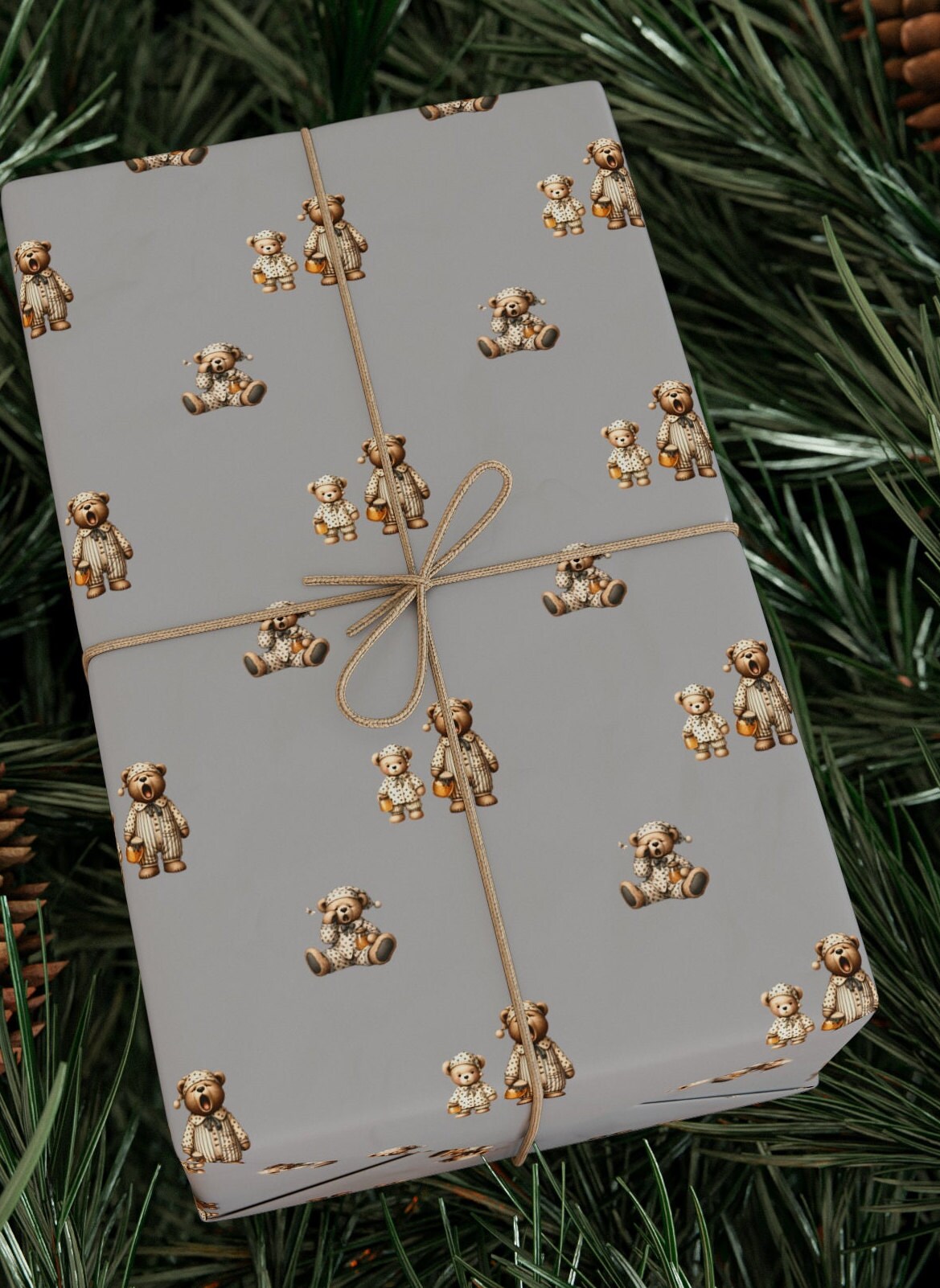 Bear Wrapping Paper, Sleeping Teddy Bear Wrapping Paper, Teddy Bear ...