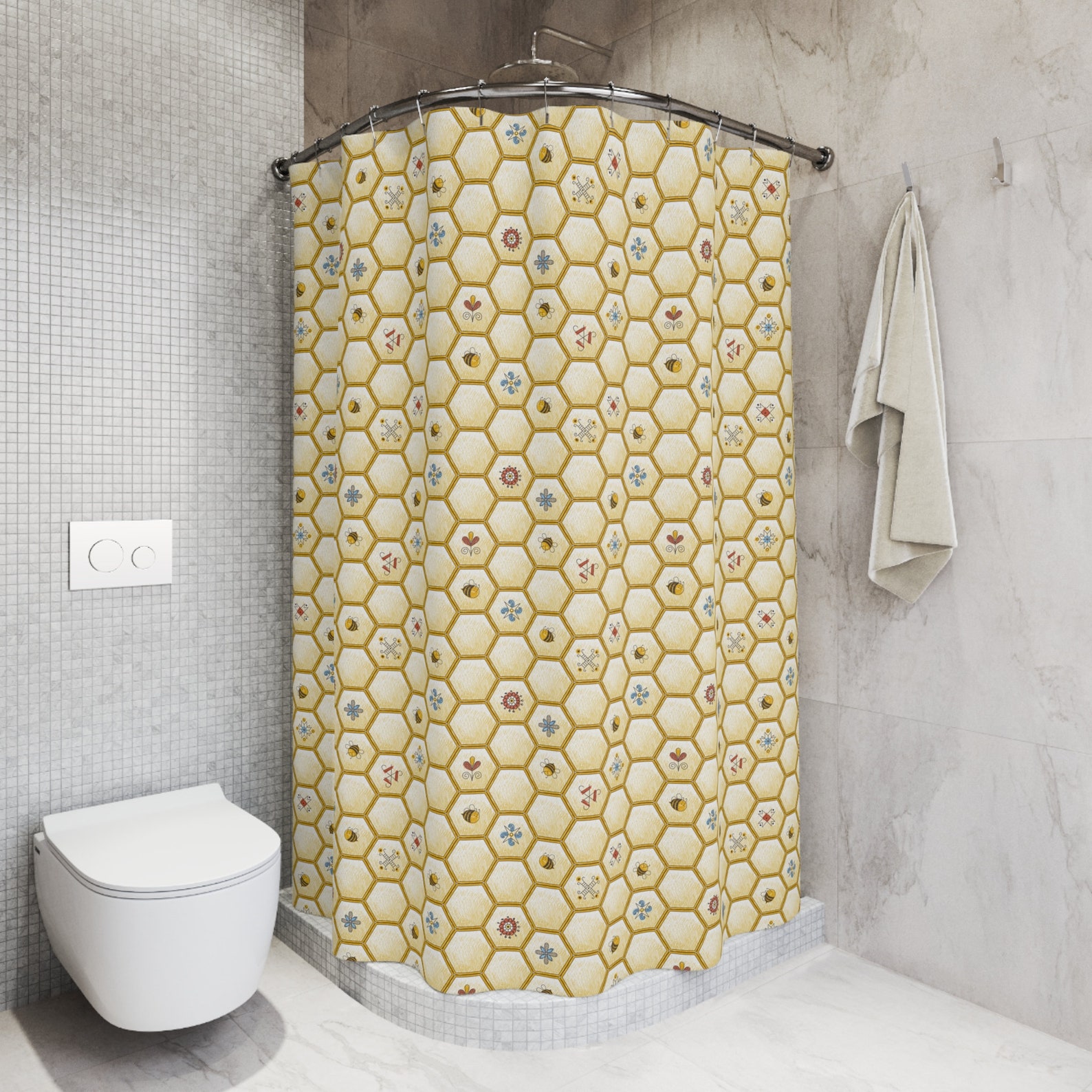 Bee Shower Curtains, Bee Bathroom Shower Curtain, Bee Birthday Gifts ...