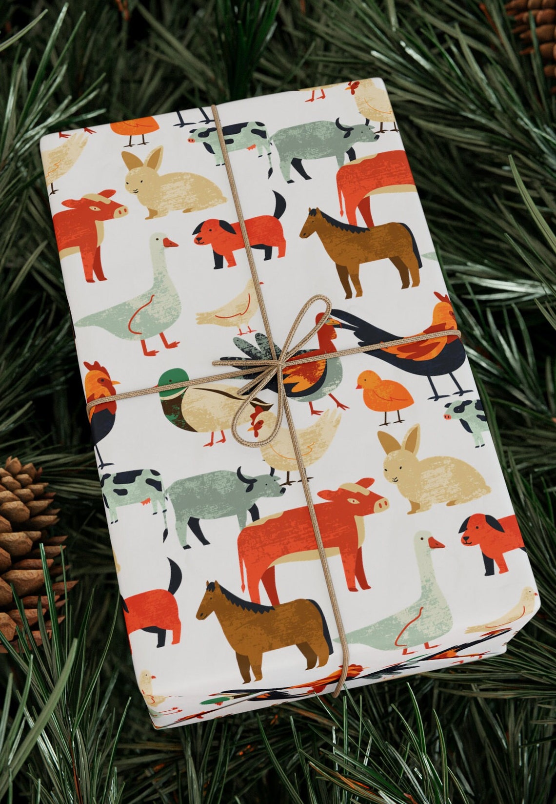 Farm Animals Wrapping Paper Roll, Animals Gift Wrapping Paper, Farm ...