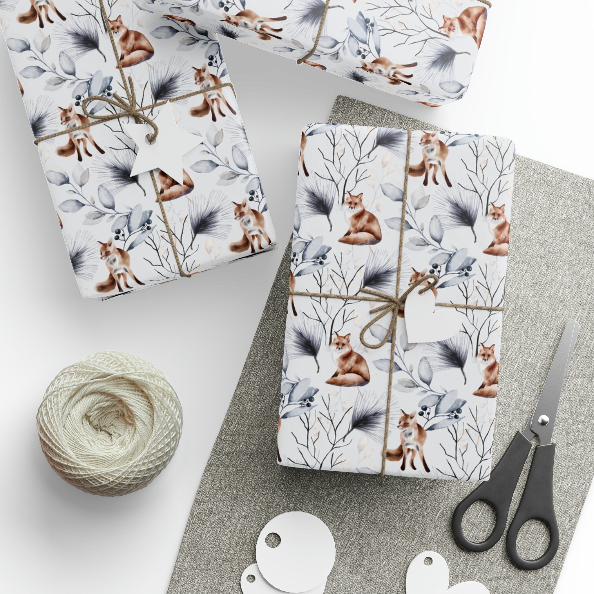Fox Wrapping Paper Roll, Winter Fox Gift Wrapping Paper, Fox Birthday ...