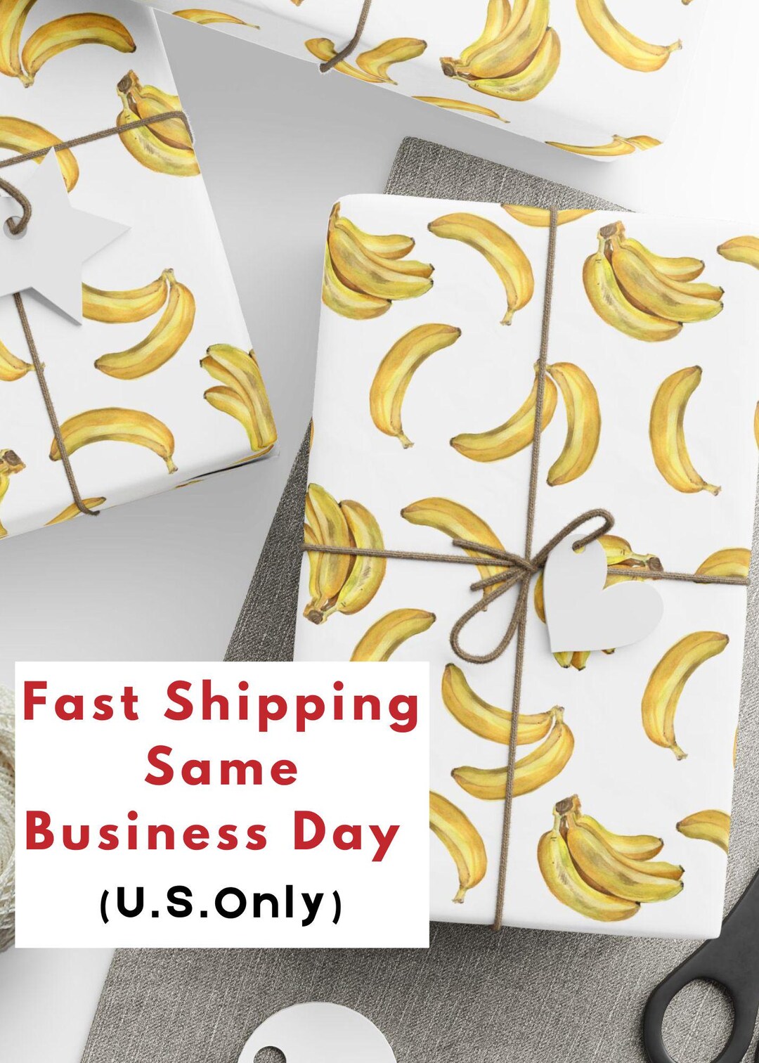 Banana Wrapping Paper, Bananas Birthday Gift Wrapping Paper, Banana ...