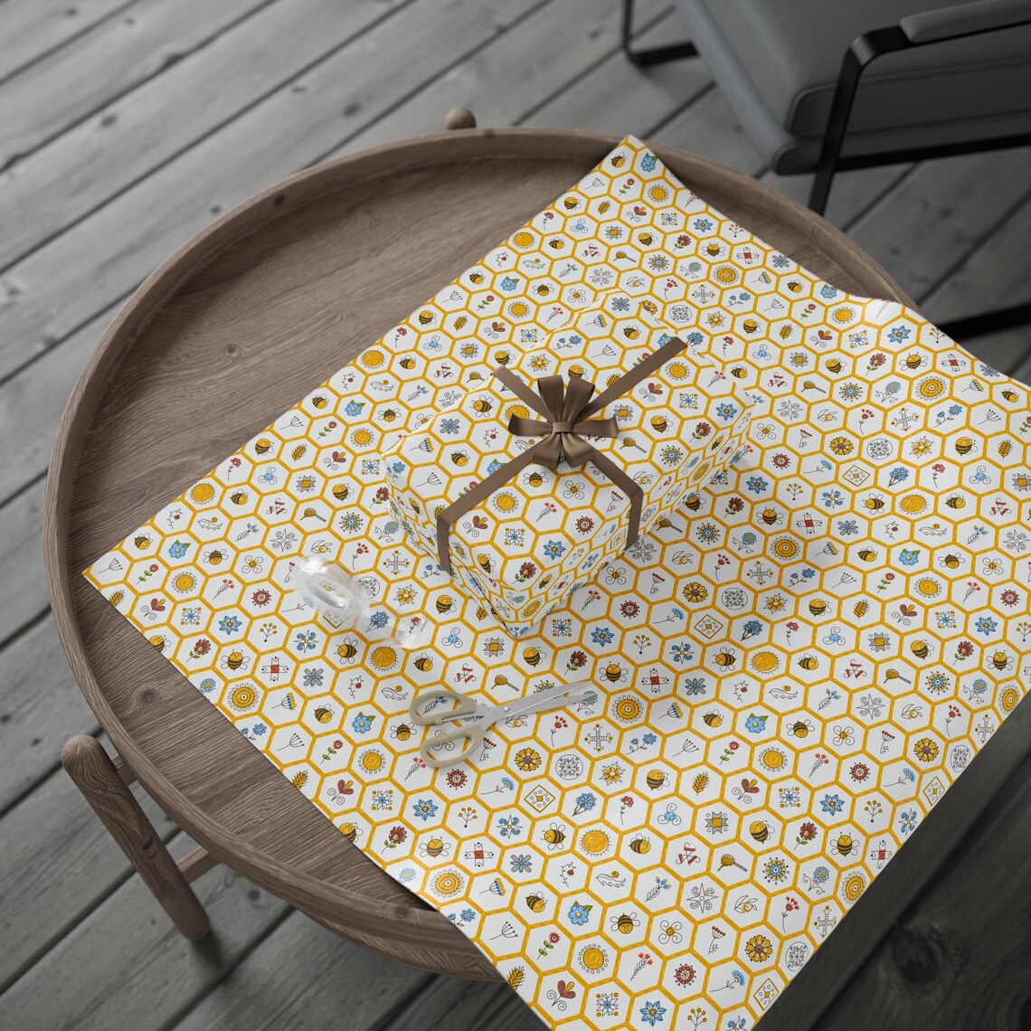 Cute Bee Wrapping Papers, Bee Wrapping Paper Roll, Beehive Gifts ...