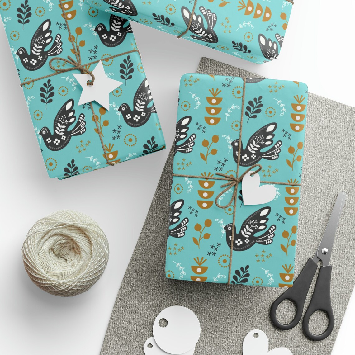 Bird Gift Wrapping Papers, Scandinavian Bird Gift Wrapping Paper, Birds ...