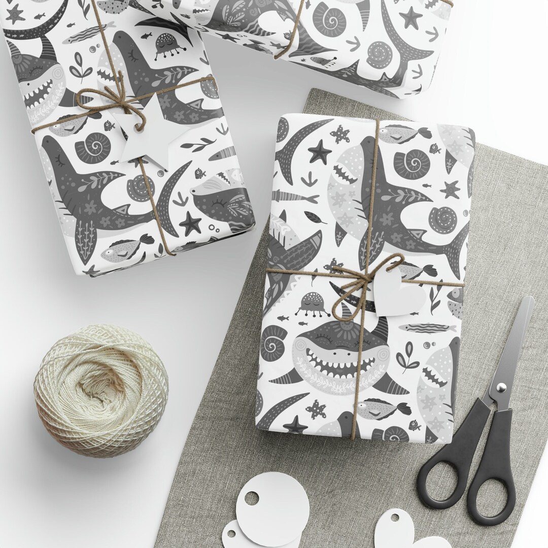 Shark Wrapping Paper Roll, Shark Gifts, Shark Birthday Gifts, Shark ...