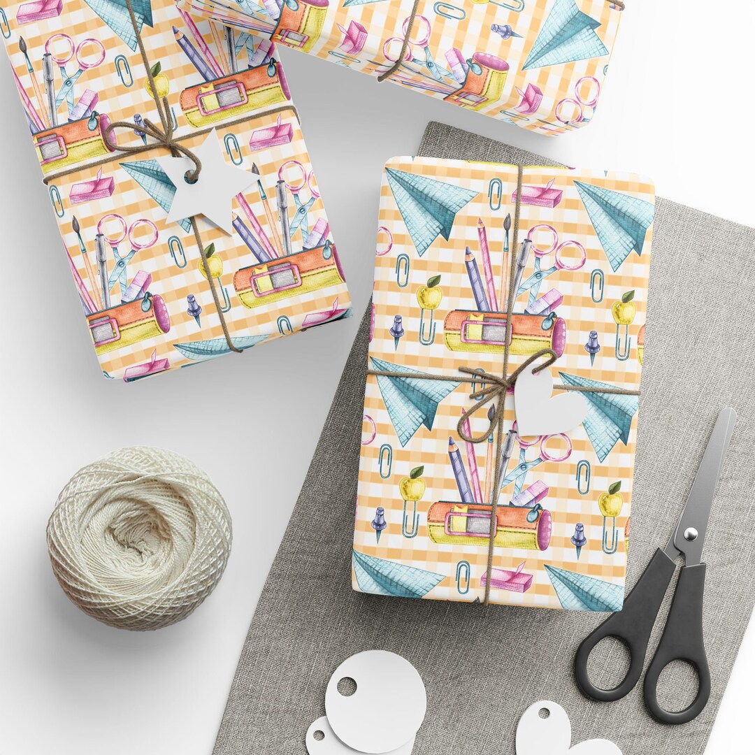 School Gifts Wrapping Papers, Back to School Gifts Wrapping Paper Roll ...