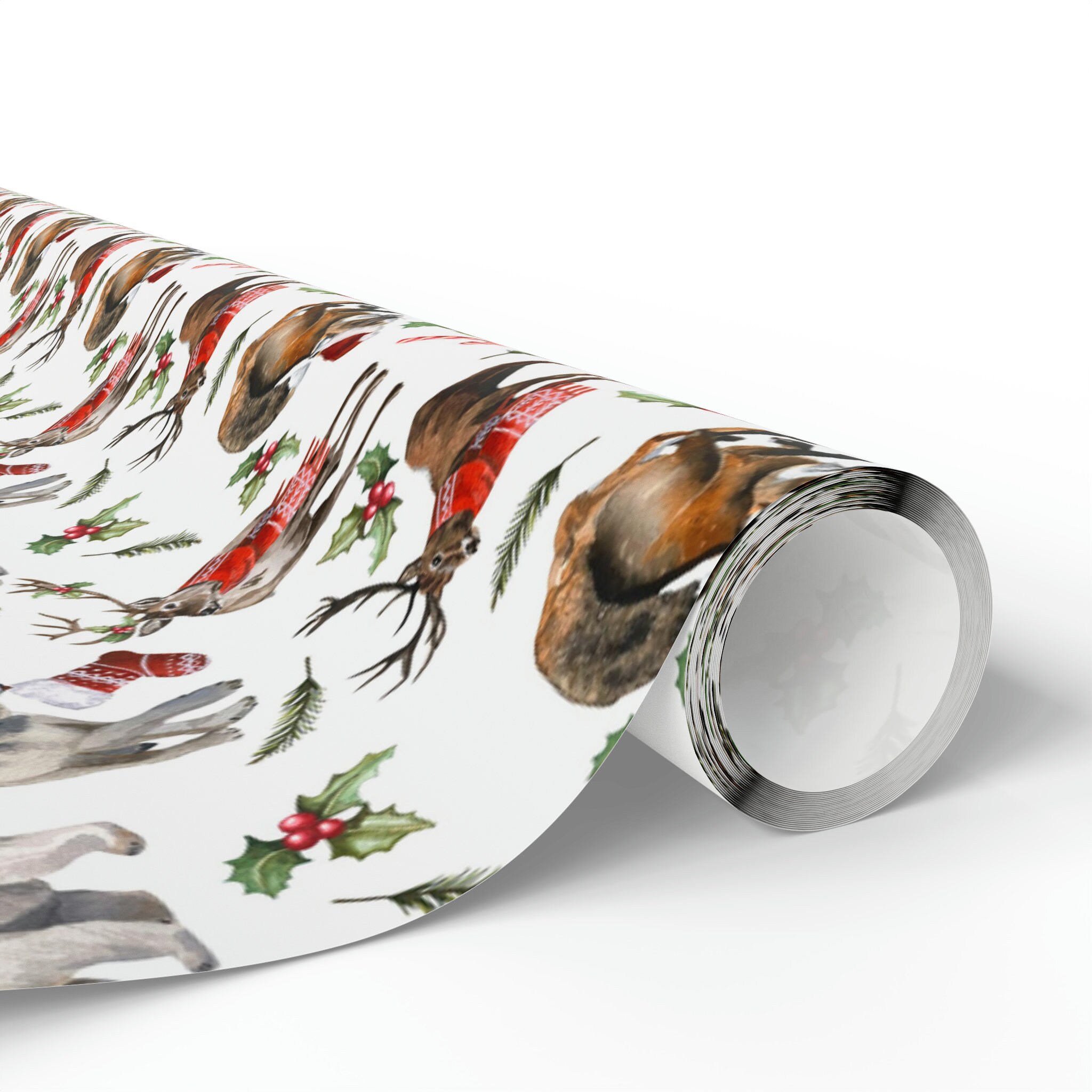 Christmas Animals Gift Wrapping Paper Roll, Santa Animals Gift Wrapping ...