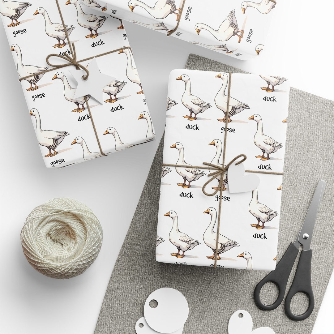 Duck Duck Goose Wrapping Papers, Goose Funny Wrapping Paper Roll, Farm ...