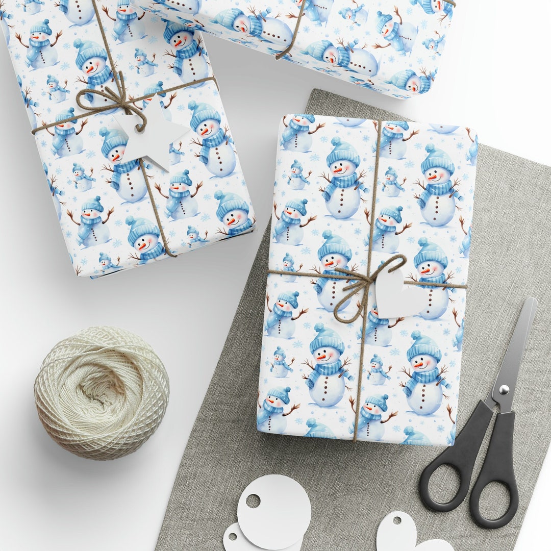 Snowman Wrapping Paper Roll, Cute Snowman Gift Wrapping Paper, Snowman ...