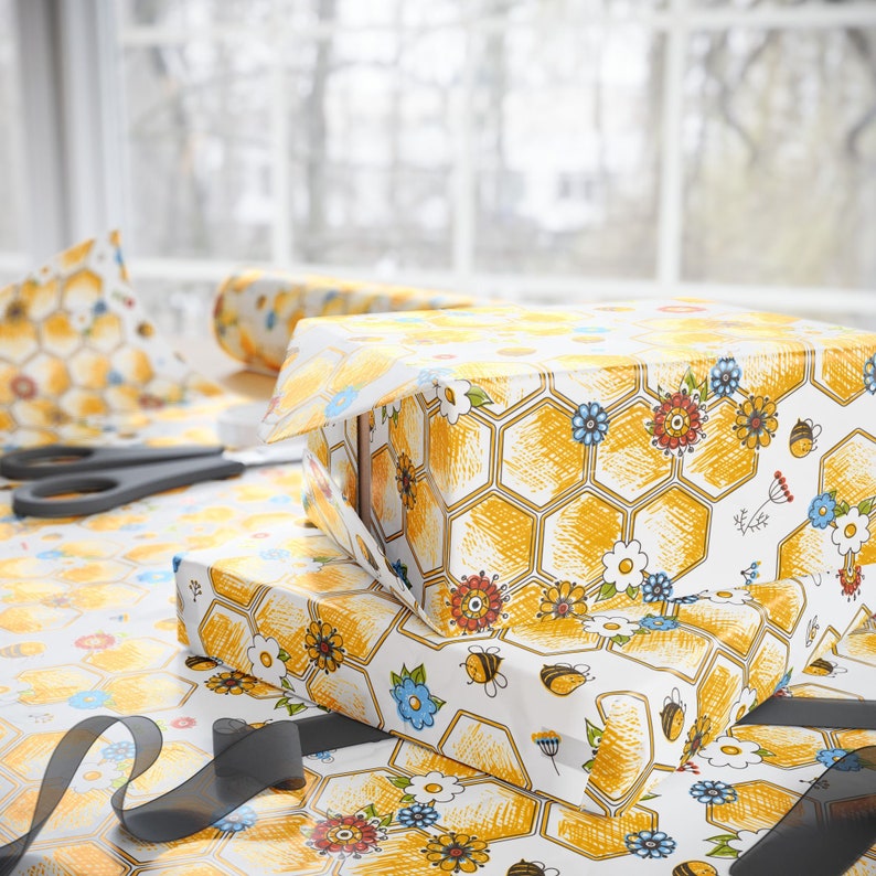 Bee Wrapping Papers, Beehive Gifts Wrapping Paper Roll, Bee Birthday ...