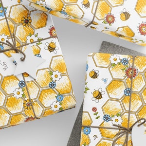 Bee Wrapping Papers, Beehive Gifts Wrapping Paper Roll, Bee Birthday ...