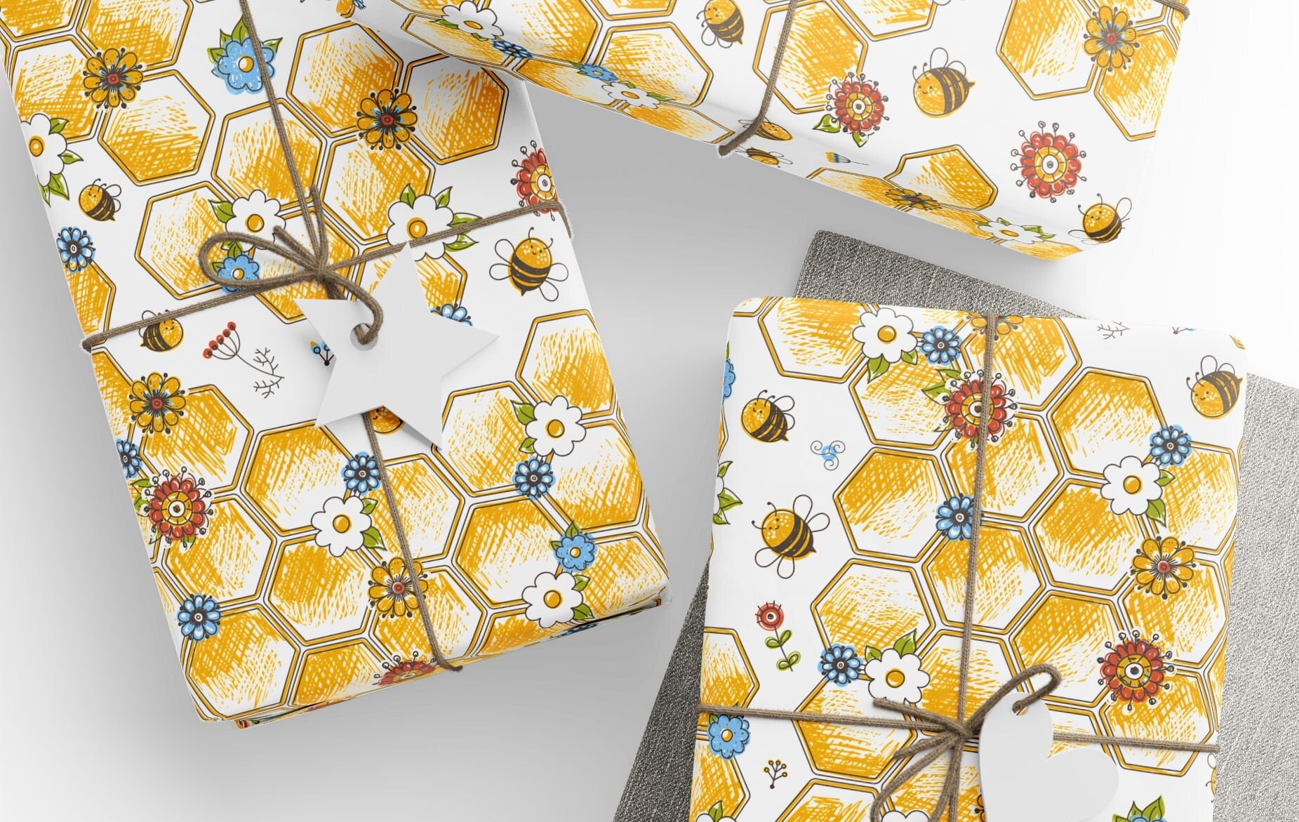 Bee Wrapping Papers, Beehive Gifts Wrapping Paper Roll, Bee Birthday ...