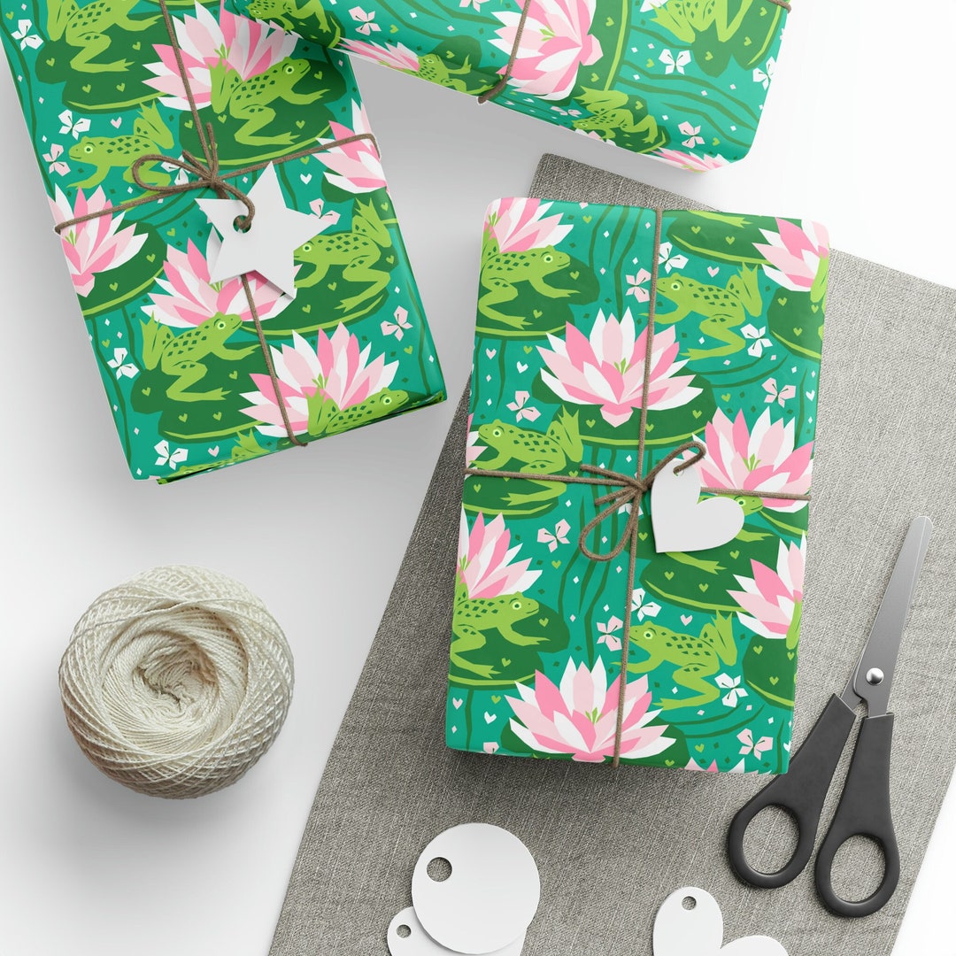 Frogs Wrapping Paper Roll, Frog Birthday Gift Wrapping Paper, Frog ...