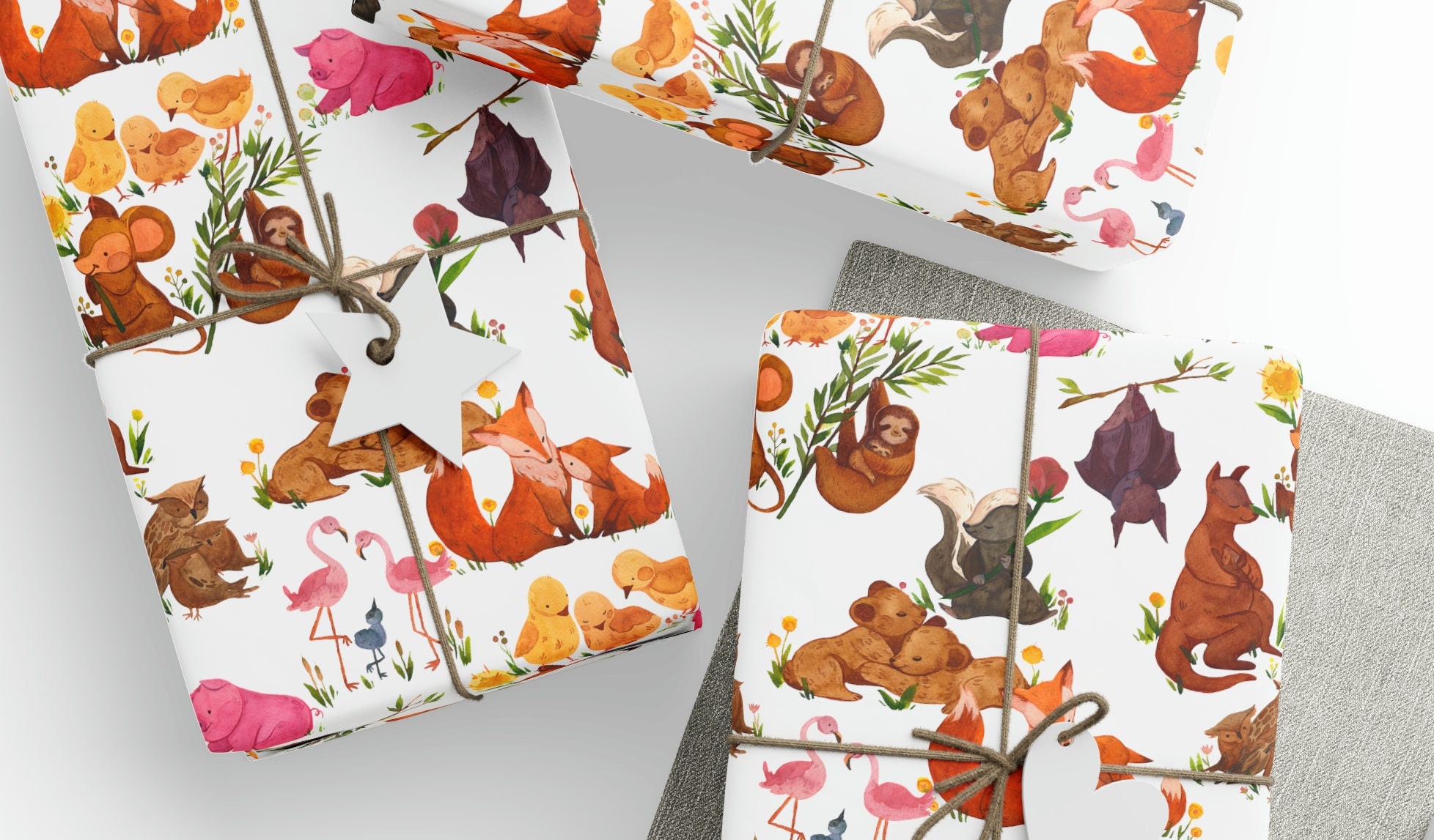 Animals Wrapping Paper Roll, Animals Gift Wrapping Paper, Wild Animals ...