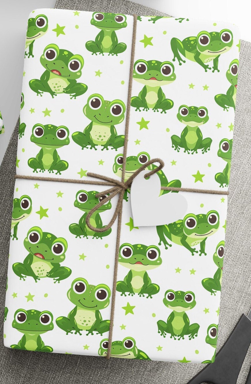 Frogs Birthday Wrapping Papers, Frogs Gifts Wrapping Paper Roll, Green ...