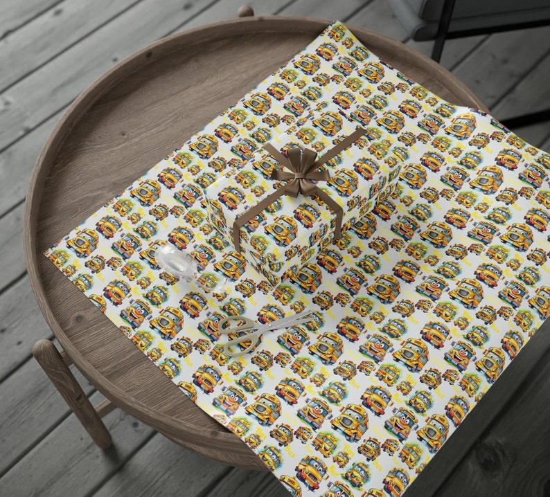 Bus Wrapping Paper Roll, School Bus Wrapping Paper Roll, Watercolor ...
