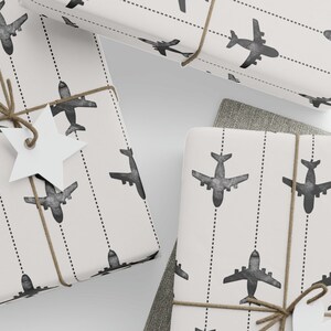 Airplane Wrapping Paper Roll, Airplane Watercolor Gift Wrapping Paper ...