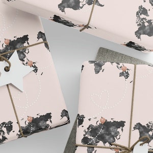 World Map Wrapping Paper Roll, World Map Gift Wrapping Paper, Map ...