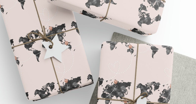 World Map Wrapping Paper Roll, World Map Gift Wrapping Paper, Map ...