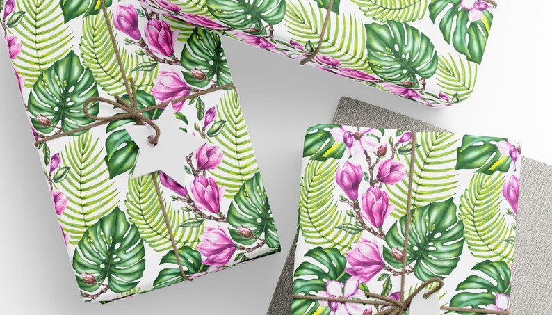 Magnolia Wrapping Papers, Tropical Magnolia Gifts Wrapping Paper Roll ...