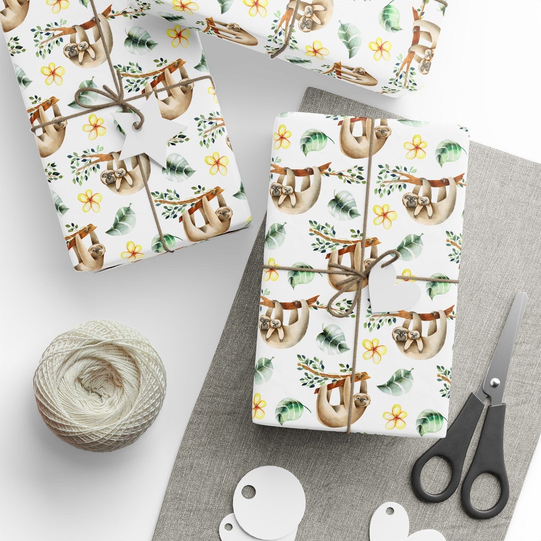 Sloth Wrapping Papers, Sloth Birthday Gifts Wrapping Paper, Sloths ...