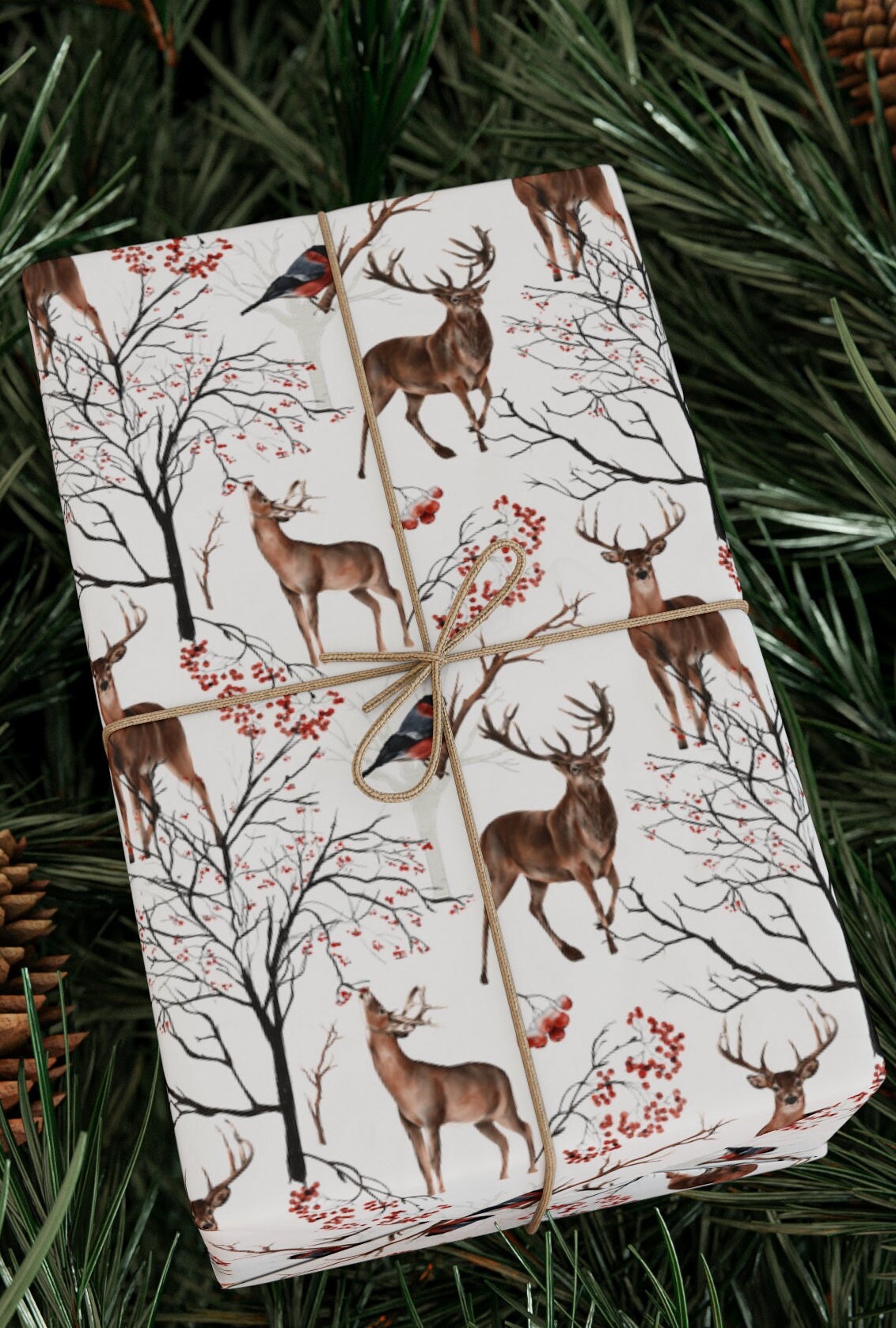 Wild Deer Gift Wrapping Paper Roll, Christmas Deer 2024 Gift Wrapping ...