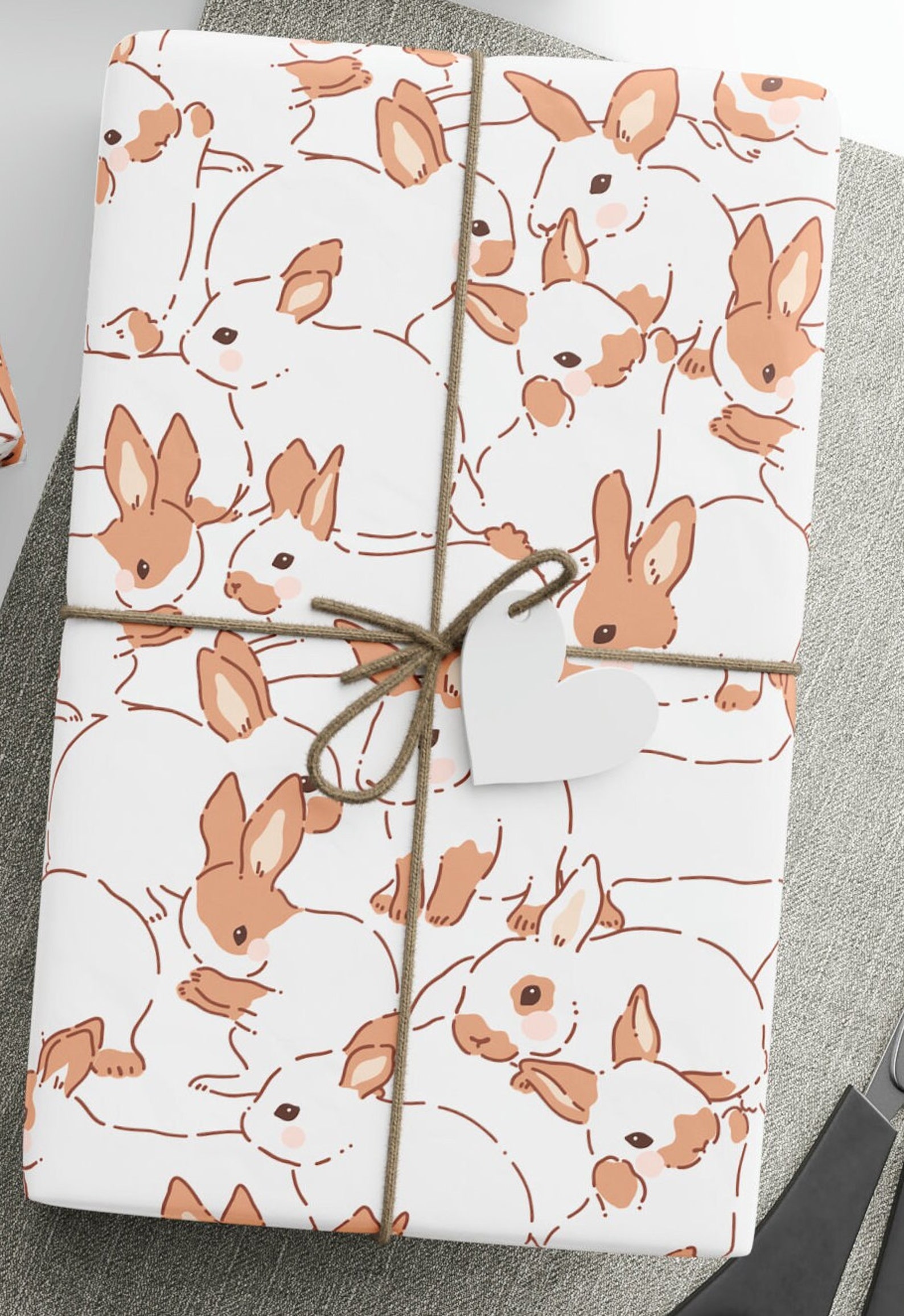 Bunny Rabbit Wrapping Paper Roll, Rabbit Gifts, Bunny Wrapping Paper ...