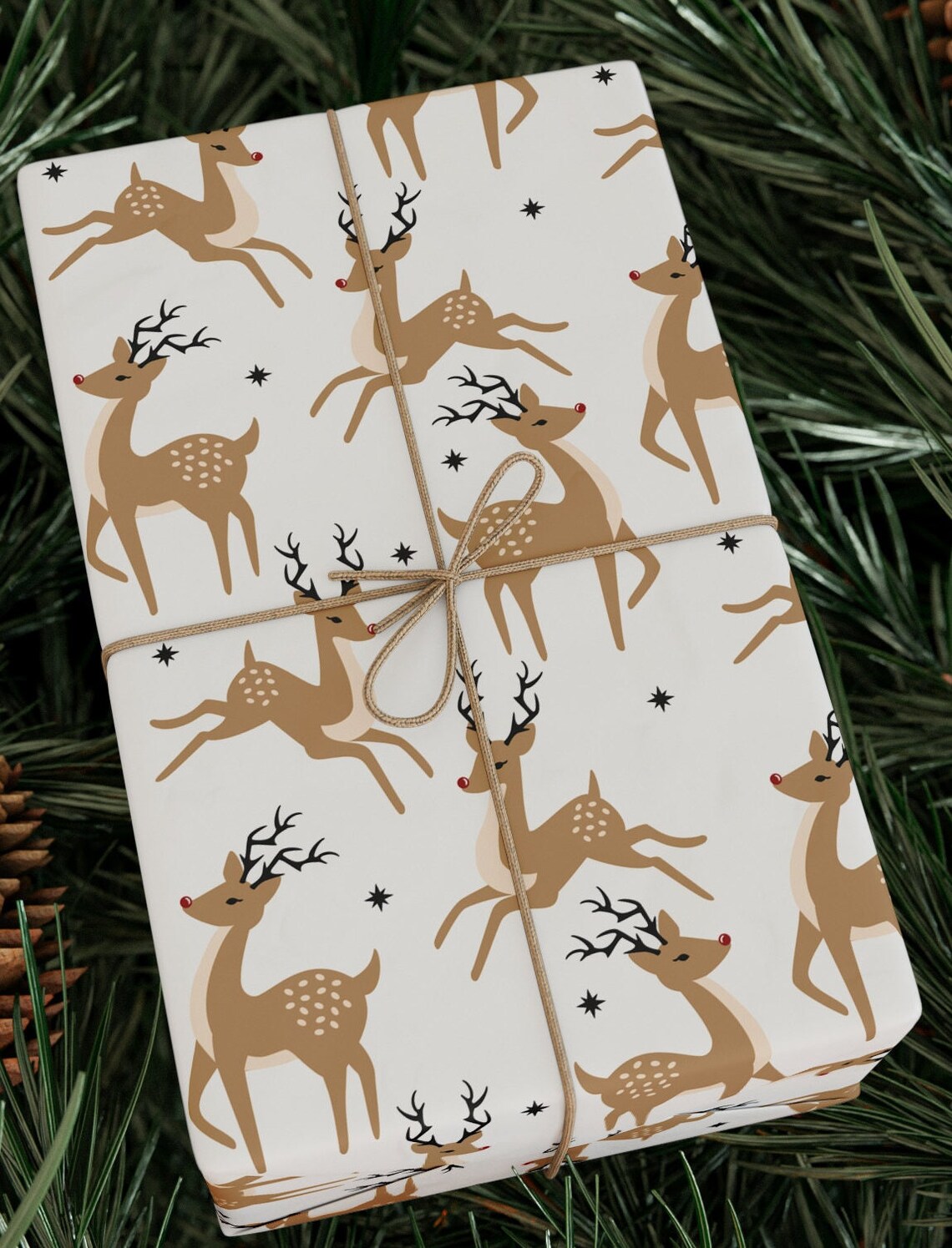 Deer Wrapping Paper Roll, Reindeer Christmas Gift Wrapping Paper ...