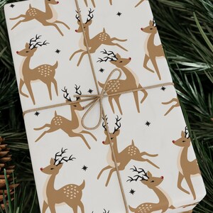 Deer Wrapping Paper Roll, Reindeer Christmas Gift Wrapping Paper ...