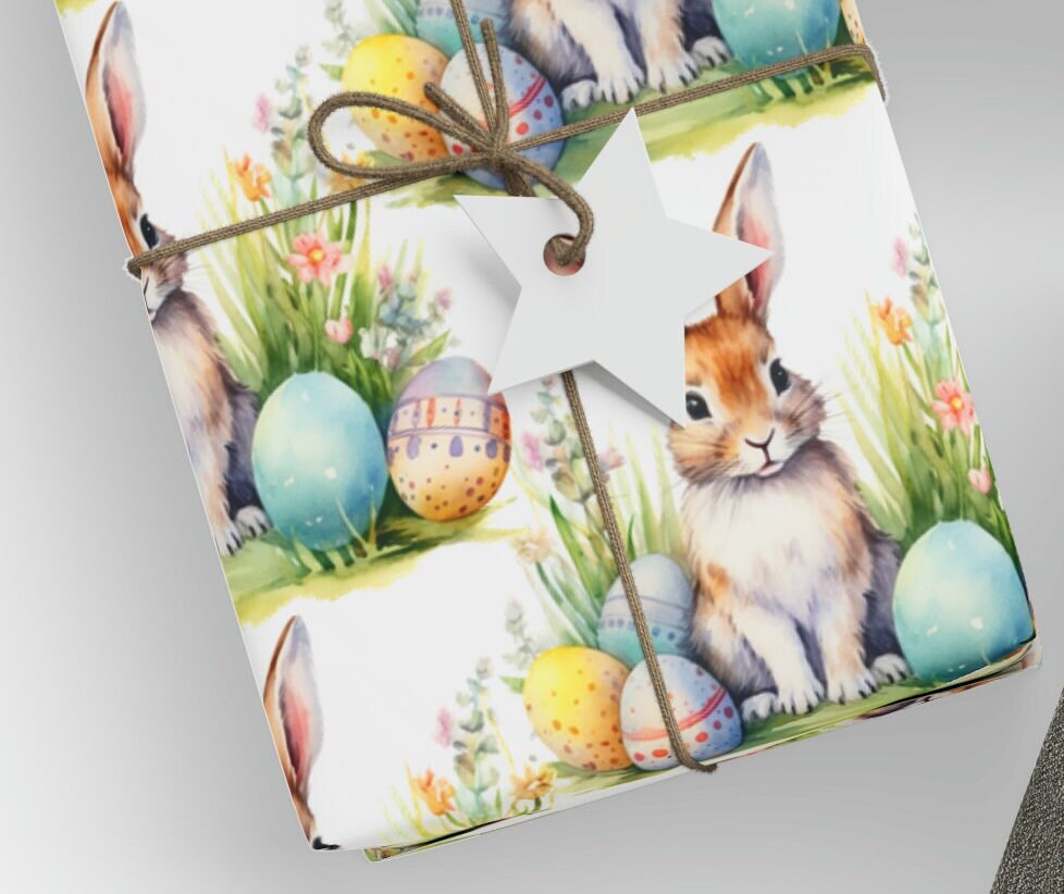 Rabbit Gift Wrapping Paper, Cute Bunny Gift Wrapping Paper, Easter ...