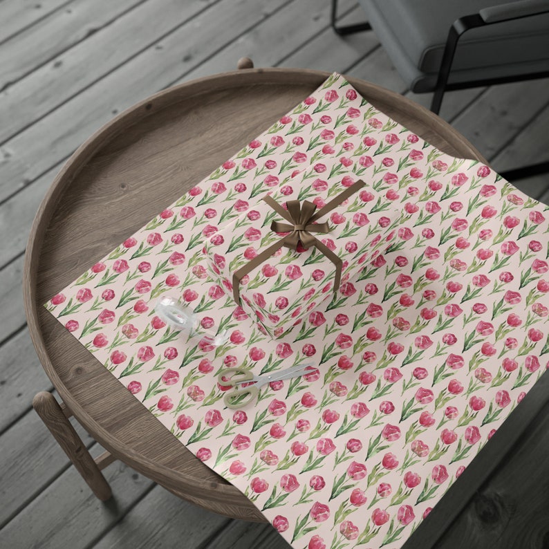 Pink Tulips Gift Wrapping Paper Roll, Tulips Gift Wrapping Paper, Tulip ...