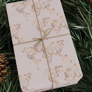 World Map Wrapping Paper, World Map Line Art Wrapping Paper ...