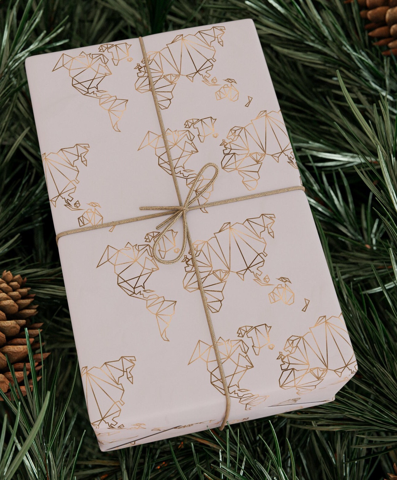 World Map Wrapping Paper, World Map Line Art Wrapping Paper ...