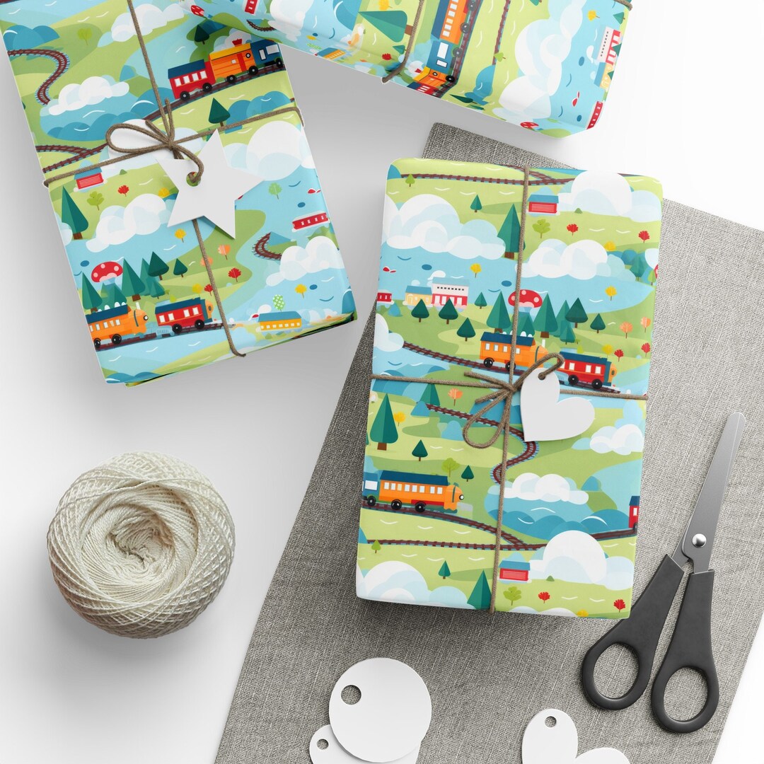 Train Wrapping Papers, Train Birthday Gifts Wrapping Paper Roll, Train ...