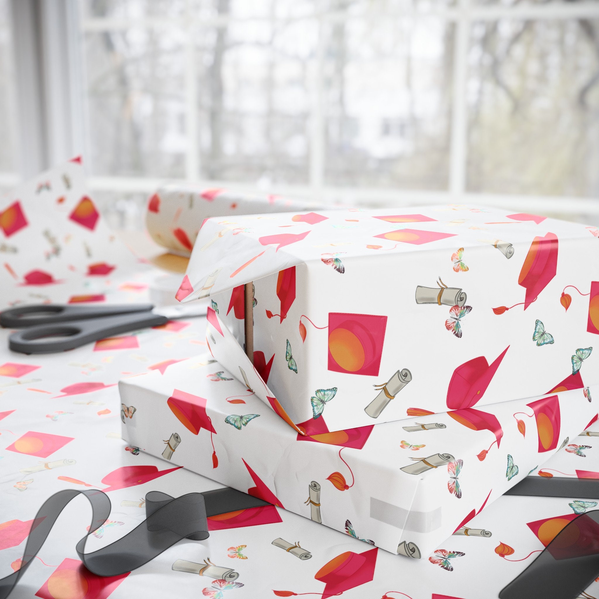 Graduation Caps Wrapping Papers, Graduation Gifts Wrapping Paper Roll ...