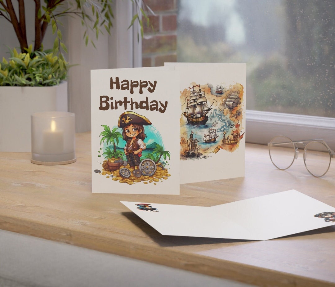 Pirate Happy Birthday Greeting Cards (1, 10, 30, and 50pcs), Pirates ...