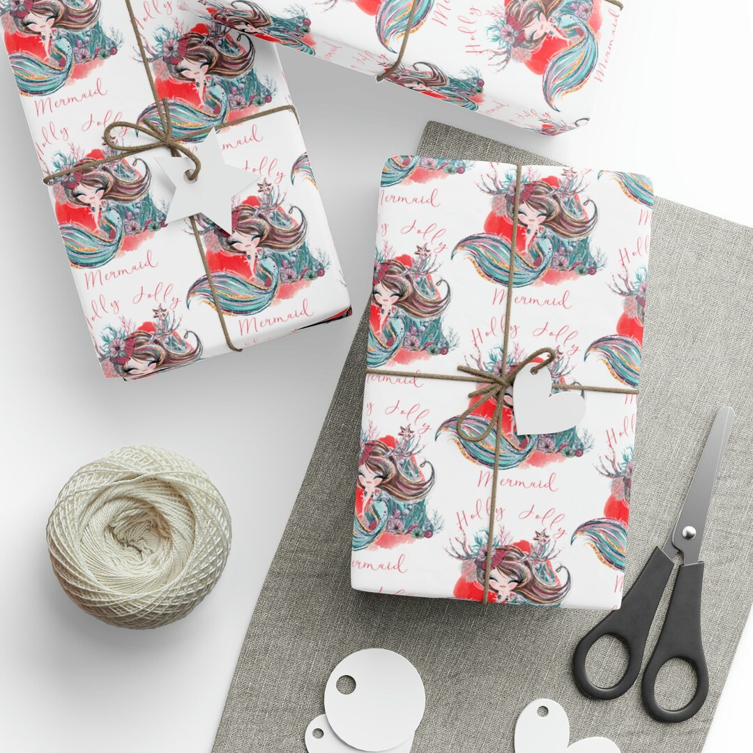 Christmas Mermaid 2024 Gift Wrapping Paper Roll , Mermaid Gift Wrapping ...